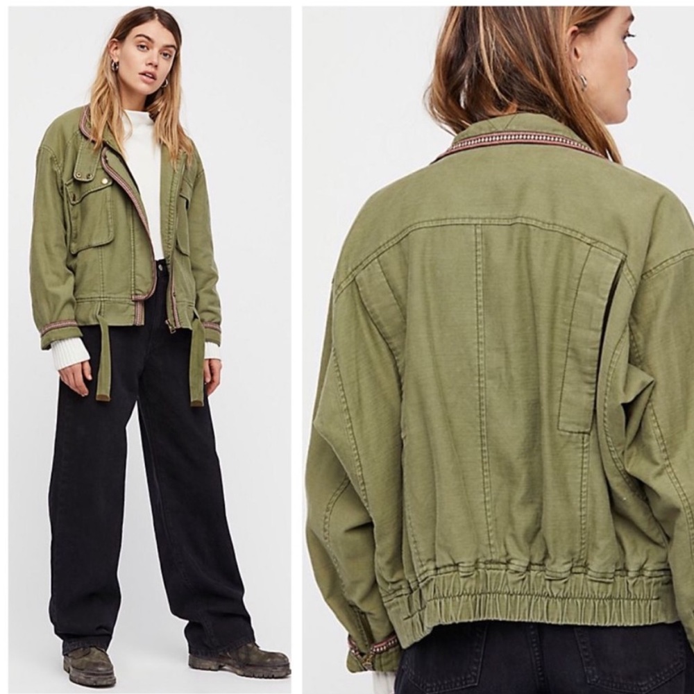Free People Flight Line Jacket - Army Green - Gem